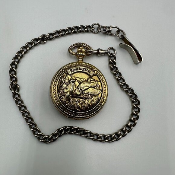 Remington | Accessories | Remington Pocket Watch Men Gold Tone Ducks ...